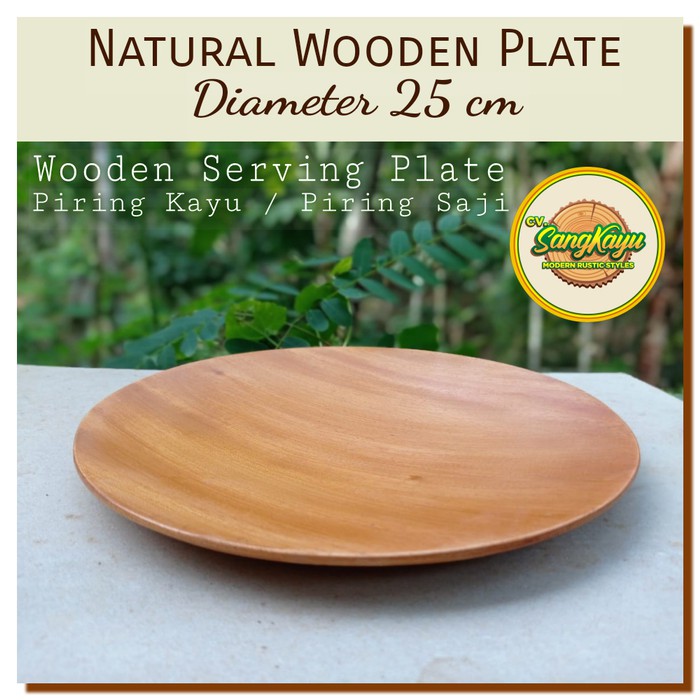 Jual New Wooden Plate D-25 Cm piring kayu piring kayusaji piring kayu ...