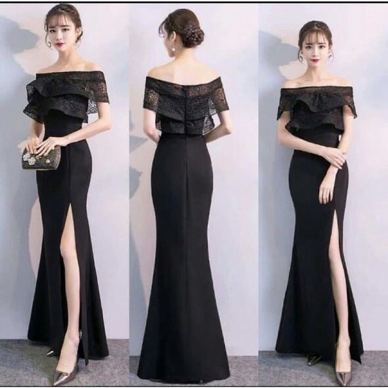 Jual Chiobushop - Patricia Longdress Scuba Mix Brukat Bodycon | Dress Pesta Party Best Deal ...