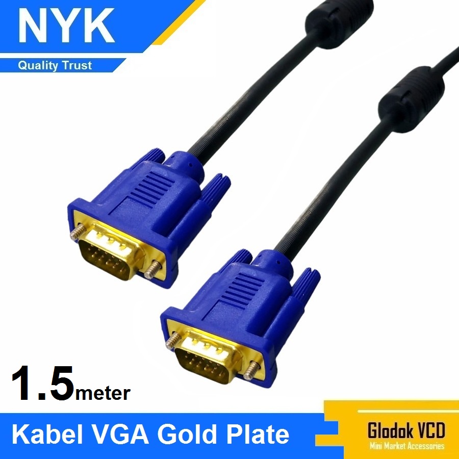 Jual NYK Kabel VGA 1.5M Gold Plate Male to Male | Shopee Indonesia