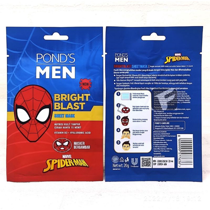 Jual Ponds Men Bright Blast Face Sheet Mask 20G Special Edition ...