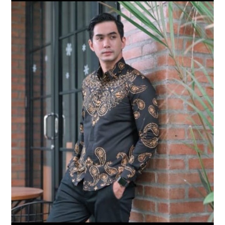 Jual cacing kuning baju batik pria lengan panjang Lapis Furing | Shopee ...
