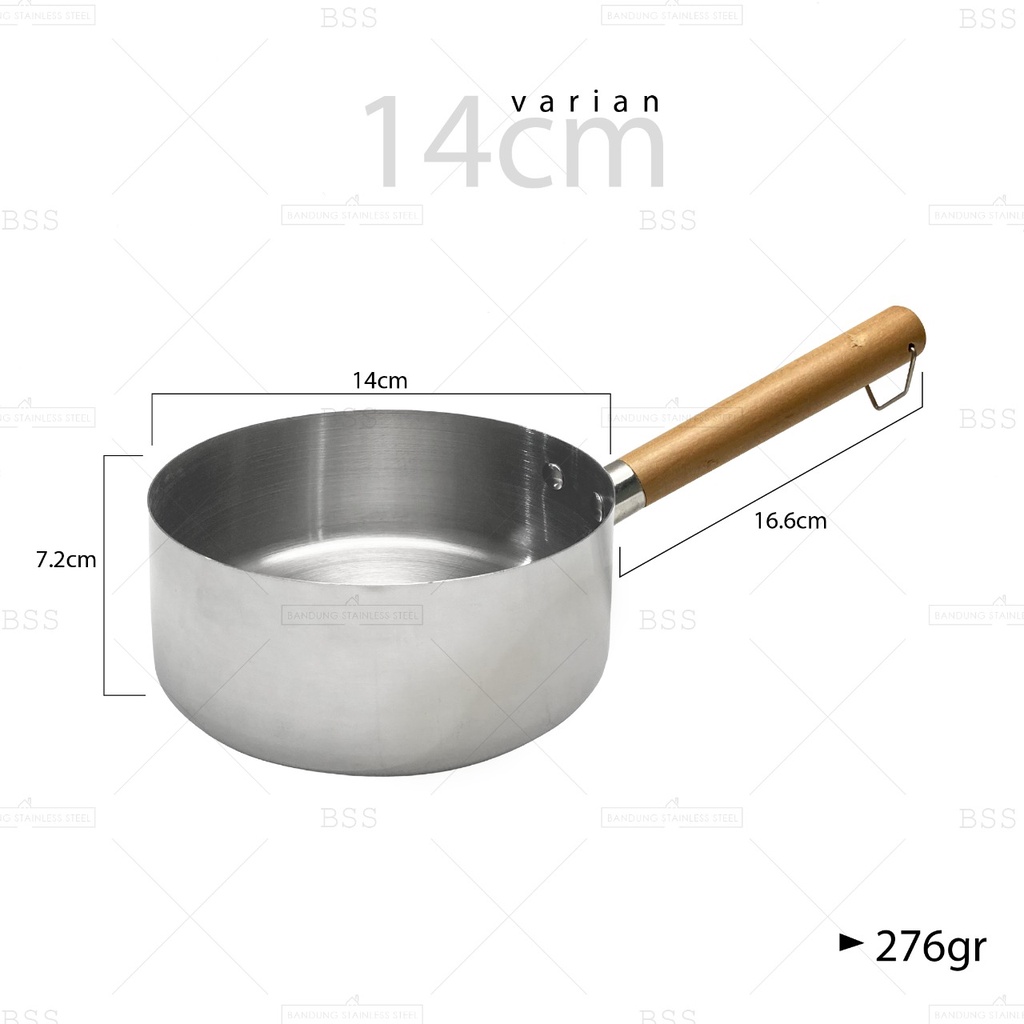 Jual Panci susu Milk Pot Pegangan Kayu 14cm 16cm 18cm Stainless Steel ...