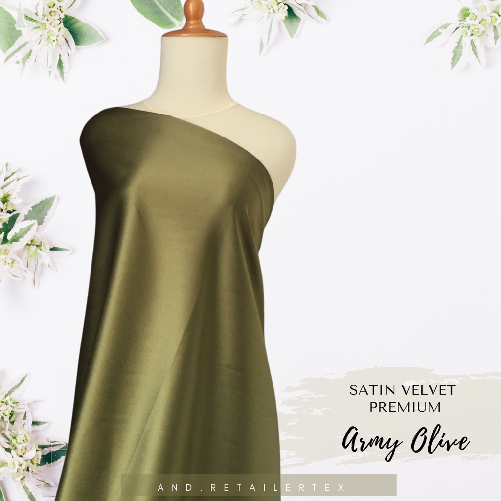 Jual Kain Satin Velvet Premium Warna Hijau Army Semi Olive Bahan ...