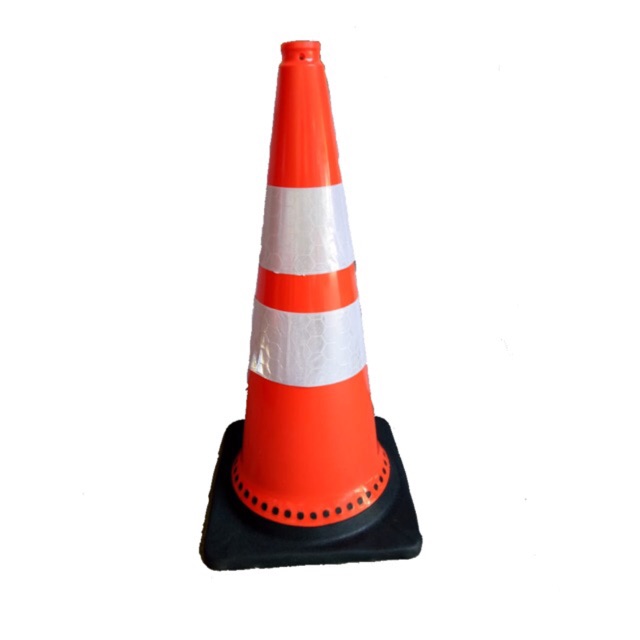 Jual Traffic Cone Rubber 75CM / Safety Cone Orange 75 CM / Kerucut Pembatas Jalan Double ...