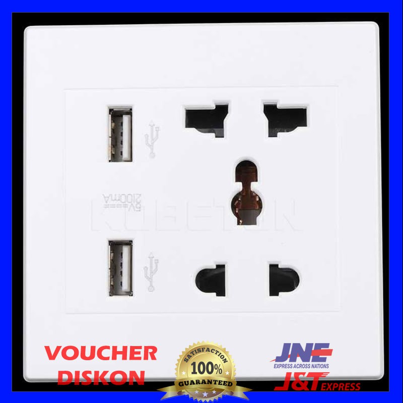 Jual Stop Kontak Universal UK EU US & 2 Port USB Socket - Colokan ...