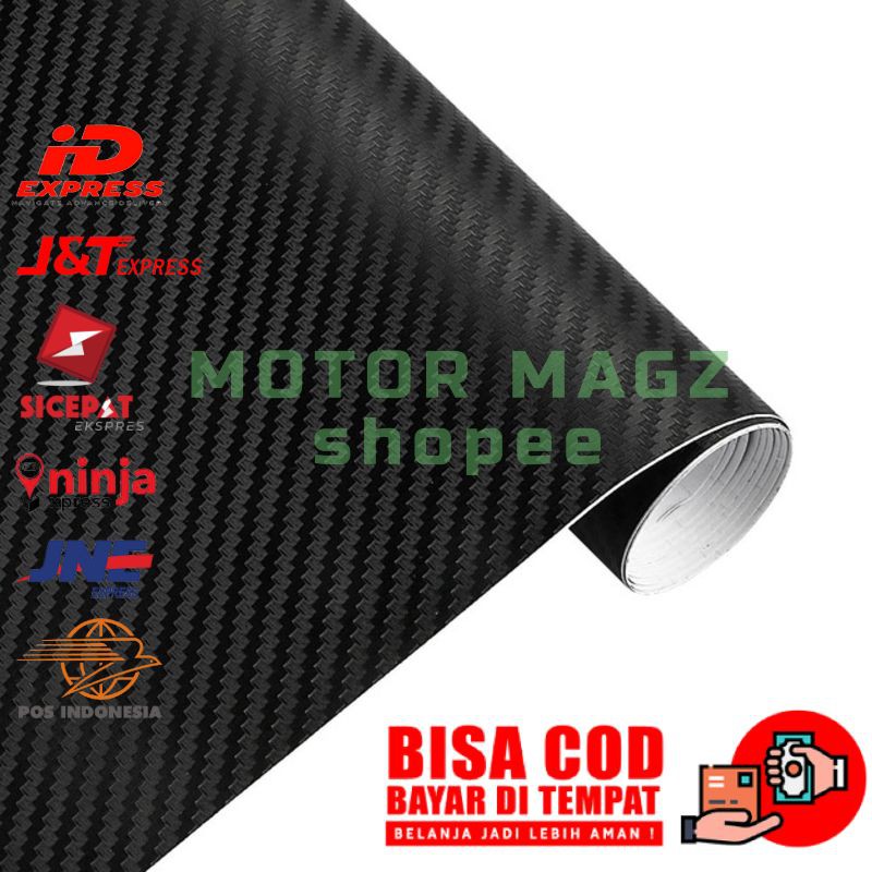 Jual Stiker Vinyl Carbon Fiber Mobil 3D Multifungsi 127 x 30 cm Hitam ...