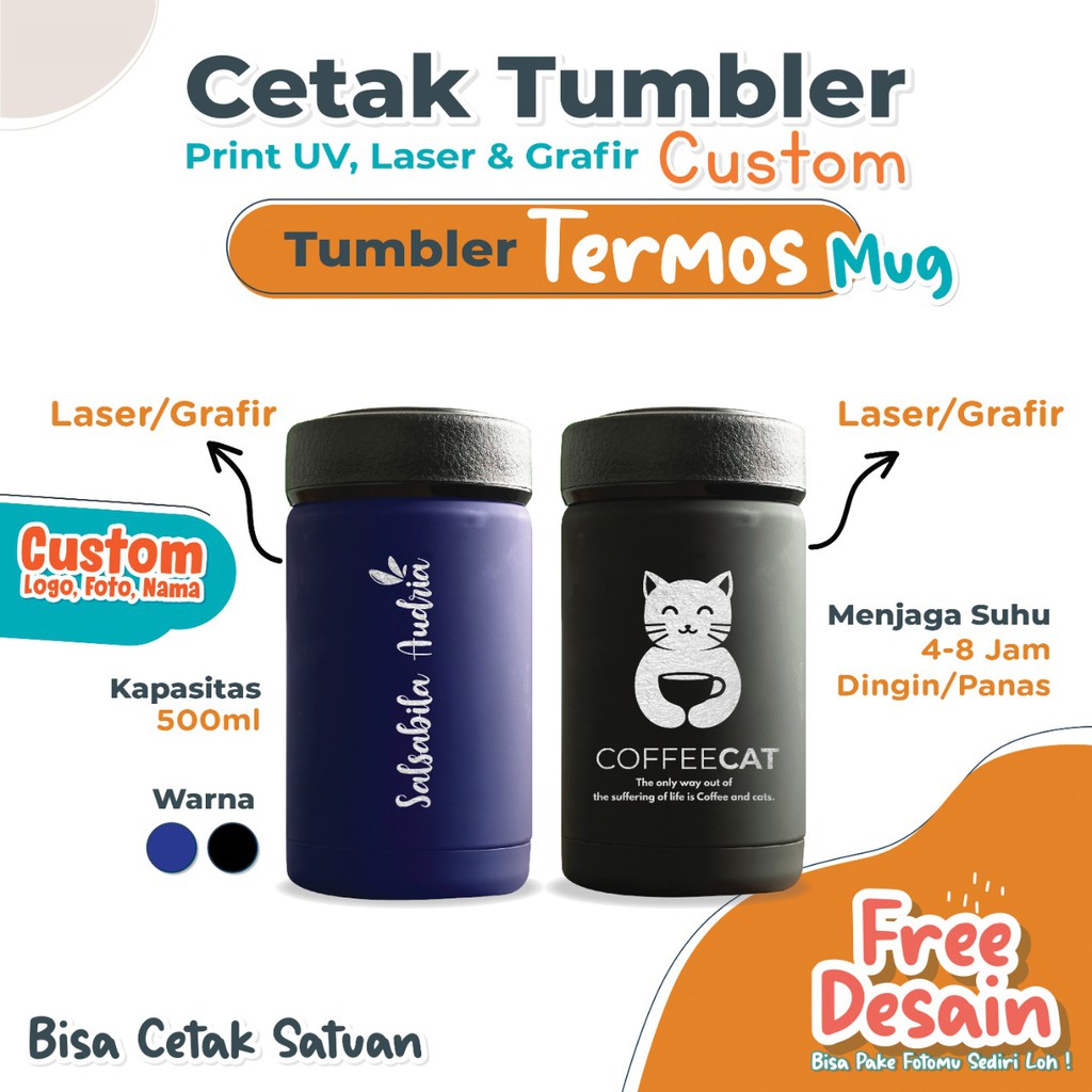 Jual PRINTOUT Tumbler Custom Termos Mug Laser Grafir/Print Grafir Nama ...