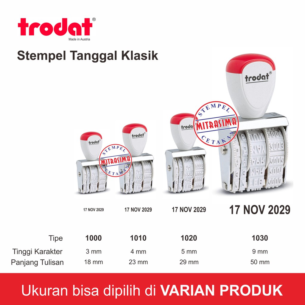 Jual Stempel klasik tanggal Trodat tipe 1000 1010 1020 1030 | Shopee ...