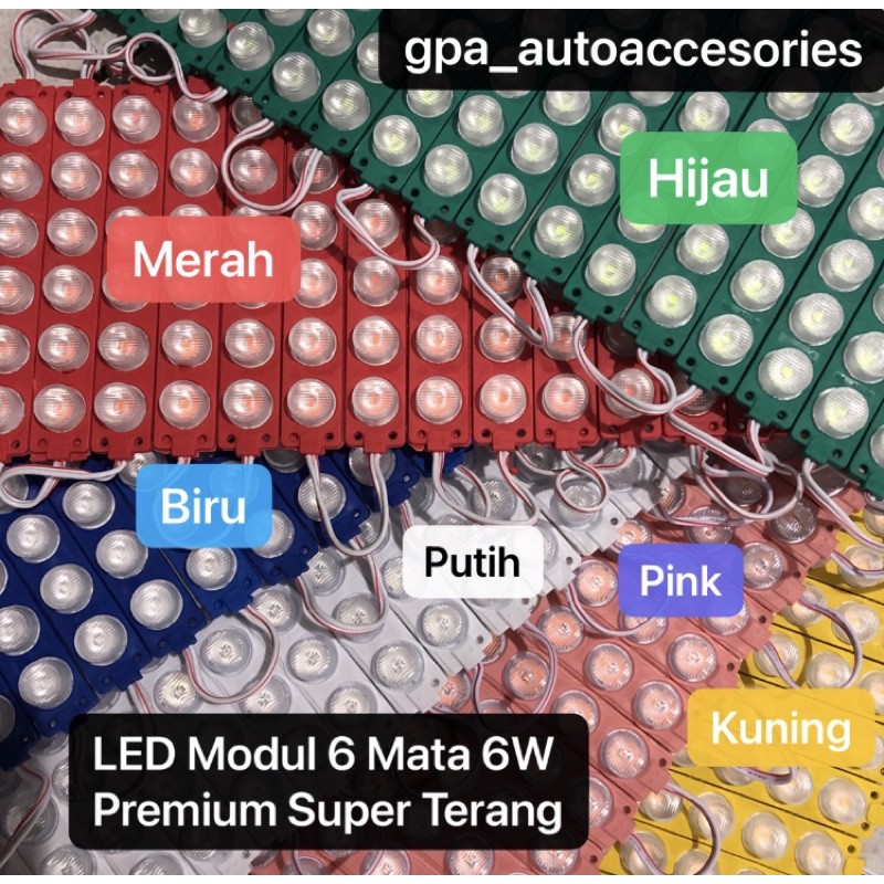 Jual LED Modul 6 Mata 6Watt 6W 12V 24V Premium Super Terang Waterproof ...