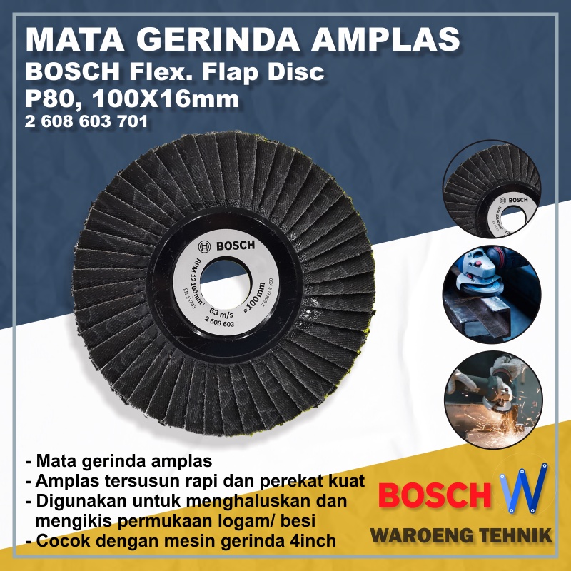 Jual Mata Gerinda Amplas BOSCH Acc Flexible flap disc P80 100 X 16 mm | Shopee Indonesia