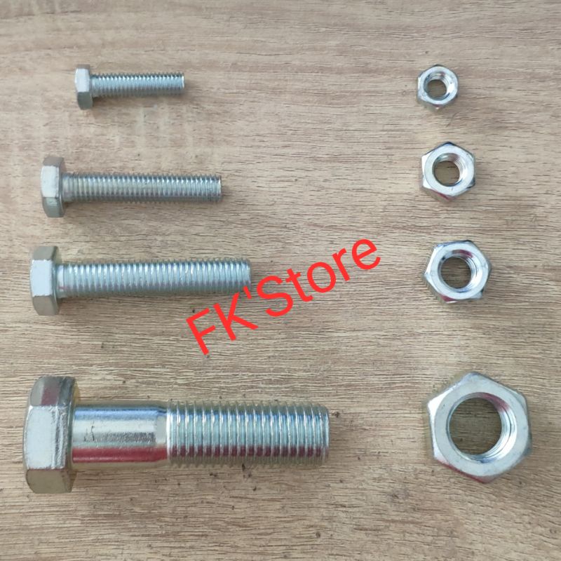 Jual Baut Mur Putih M12x45 / BMP Hexagon m12x45 kunci 19 | Shopee Indonesia