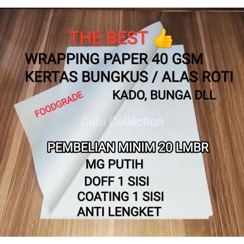 Jual WRAPPING PAPER DOFF KERTAS BUNGKUS ROTI 40 GSM / ALAS ROTI BAJU ...