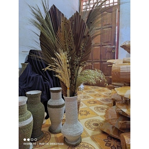 Jual paket daun rustic BUNGA KERING +VAS Tinggi 40cm | COCOK BUAT ...