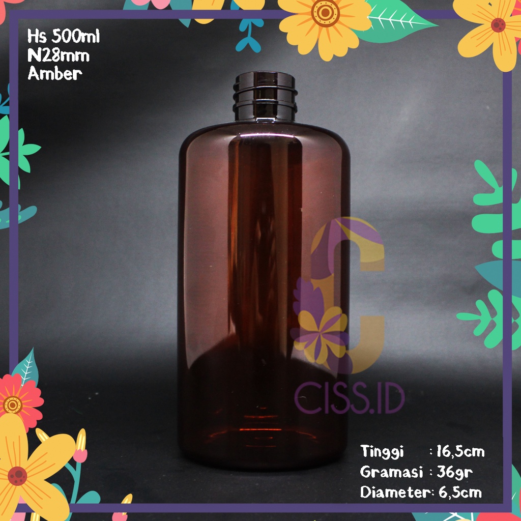 Jual BOTOL PLASTIK HS 500ML COKLAT AMBER TANPA TUTUP TEBAL NECK28 N28 ...