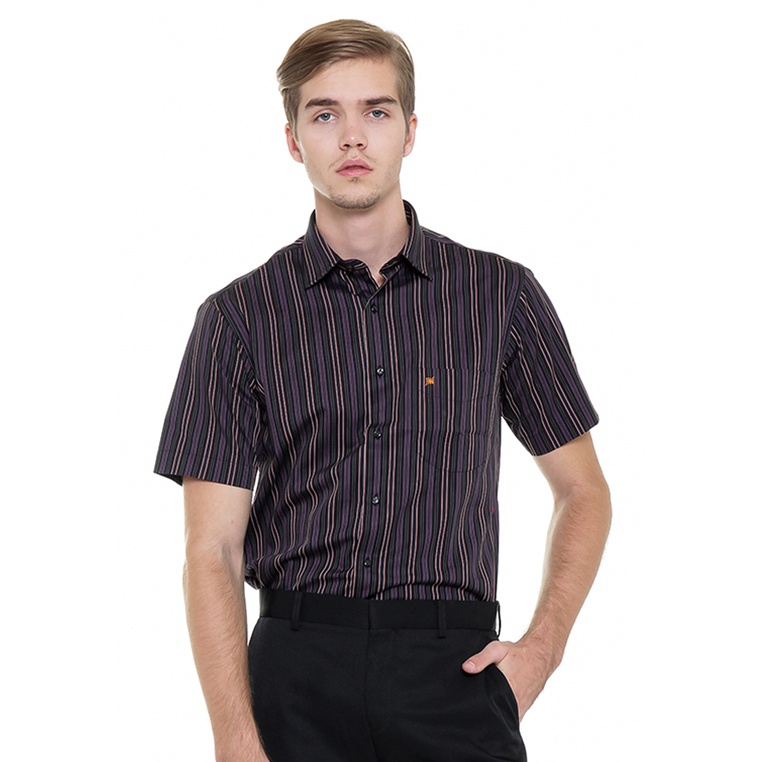 Jual Johnwin - Kemeja Formal - Lengan Pendek - Coklat Kombinasi - Free ...