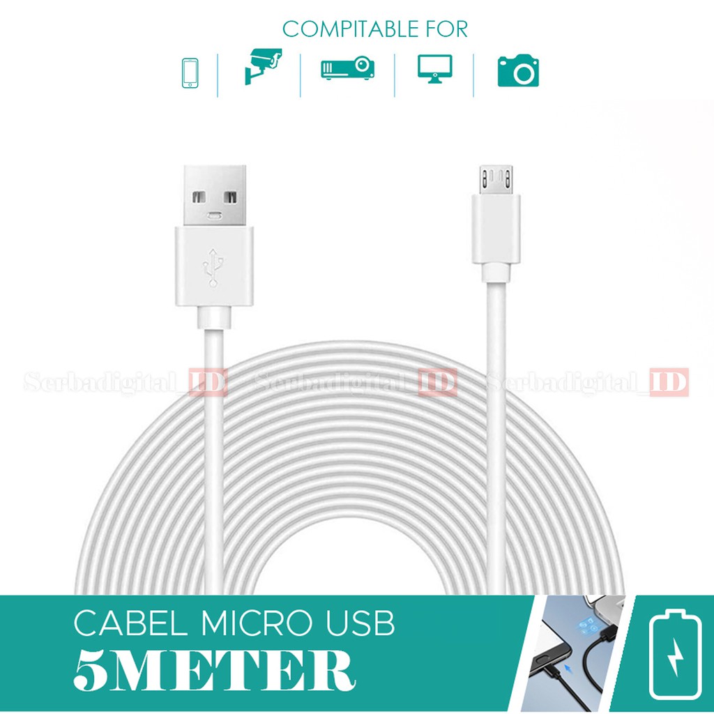 Jual CABLE KABEL Micro USB 5 Meter Cabel Power For IP Camera Action Camera SmartPhone Tablet PC ...