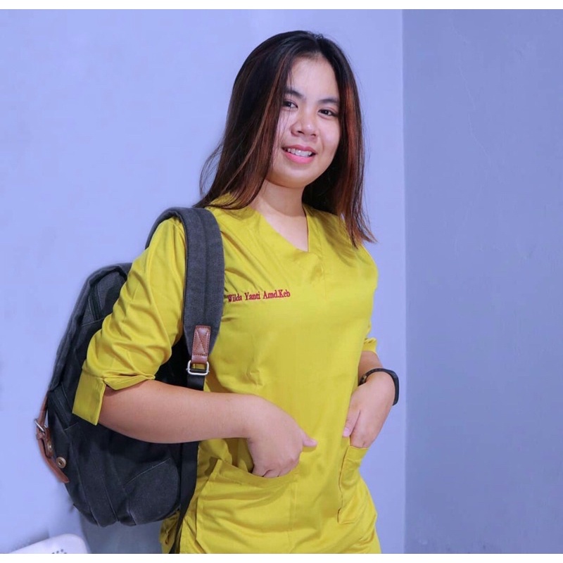 Jual BAJU OKA 3/4 | BAJU JAGA PERAWAT/SERAGAM MEDIS+bordir nama | Shopee Indonesia