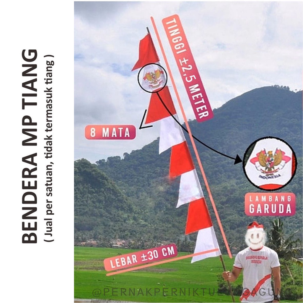 Jual Bendera Merah Putih Tiang - Umbul umbul - Hiasan Dekorasi Agustusan 17 Agustus untuk rumah ...