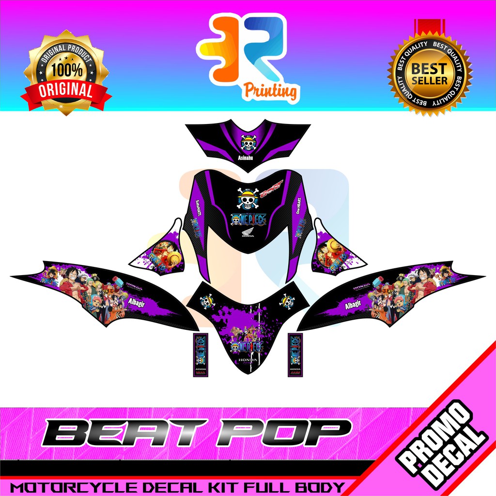 Jual STIKER DECAL STRIPING MOTOR BEAT POP ONE PIECE STICKER LOGO EMBLEM ...