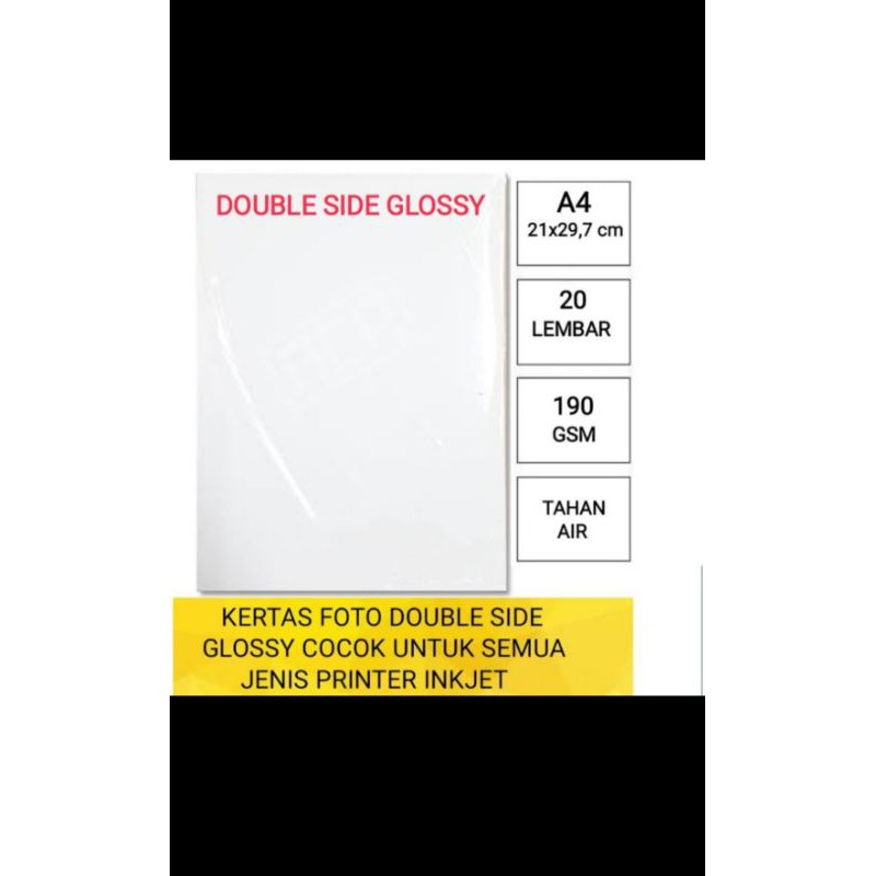 Jual kertas foto double side glossy 190 GSM A4 isi 20 lembar/glossy ...