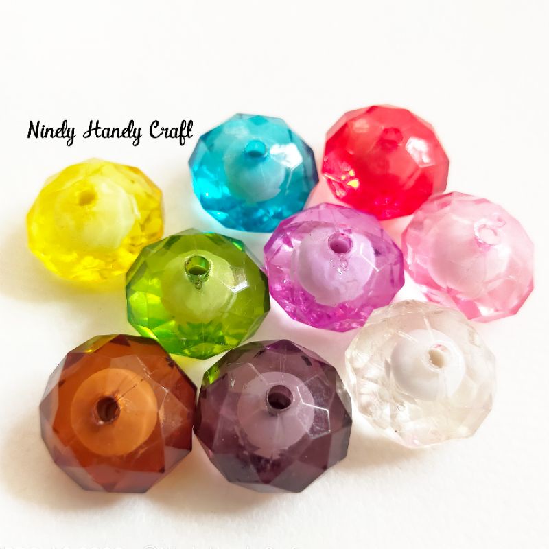 Jual 12pcs Manik Crystal Besar 2cm - Crystal Warna - Mote Anak - Bahan ...