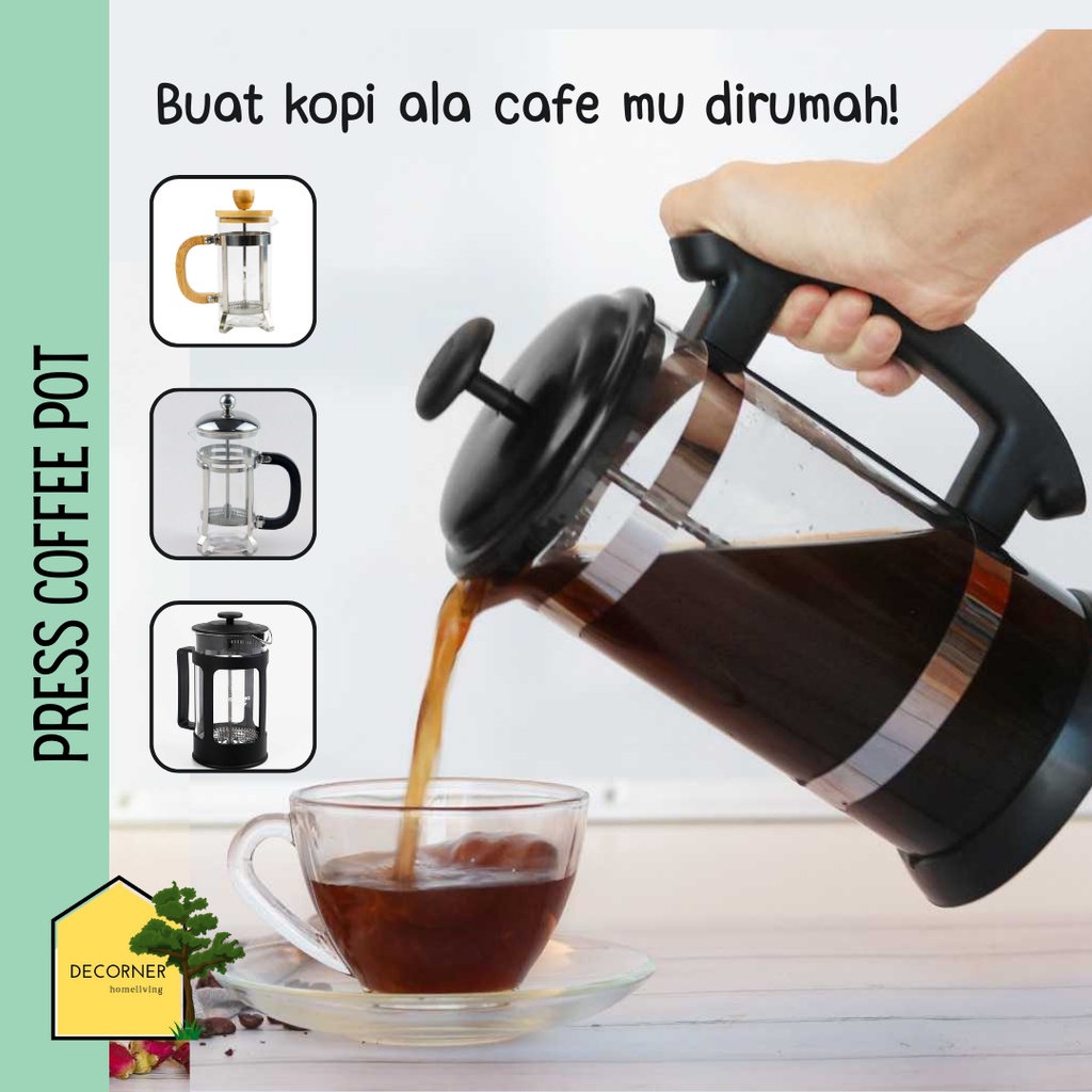 Jual Teko Press Kopi Tanpa Ampas 600 ML Coffee Maker Alat Pembuat Kopi ...