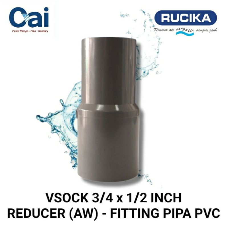 Jual FITTING PENYAMBUNG PIPA - VSOCK - 3/4 X 1/2 INCH - AW - RUCIKA | Shopee Indonesia