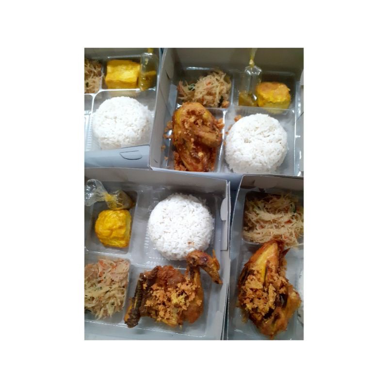 Jual Nasi Box paket 15 ribu. TERMURAH *Ayam bakar/Penyet/goreng/kremes/Tepung, Nasi,Tahu,Lalap ...