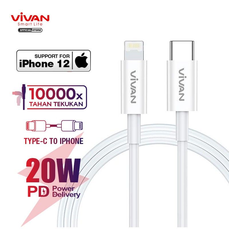 Jual Vivan Kabel Type C to Lightning 20W KCL100S Fast Charging Power ...