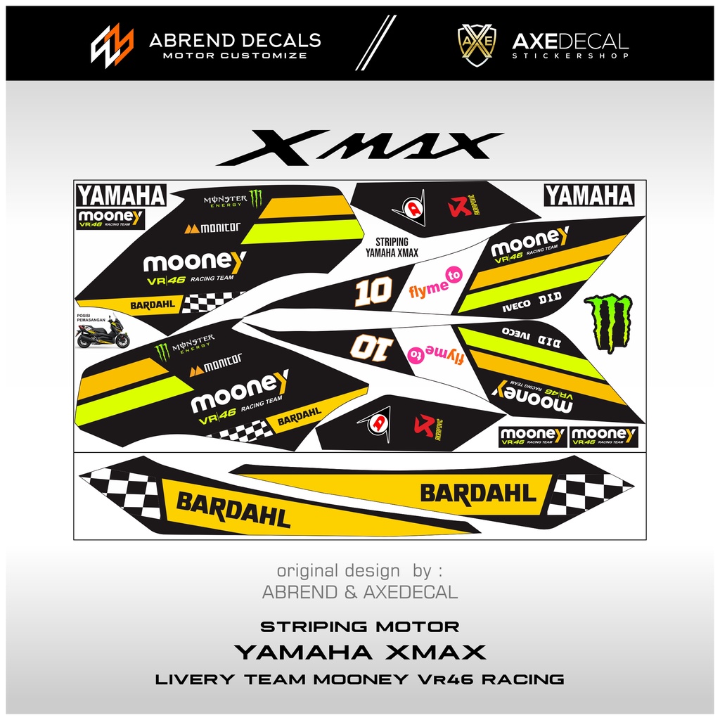 Jual STRIPING YAMAHA XMAX MOONEY VR46 RACING MOTO GP / STIKER MOTOR X ...