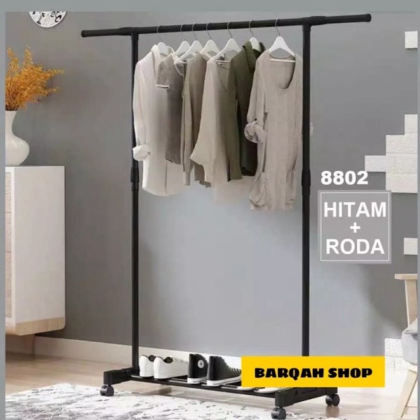 Jual - Jual Stainless Portable Stand Rak Murah Baju 4 Hitam Pakaian ...