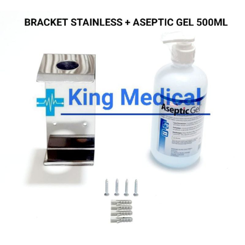 Jual Aseptic Aseptik Hand Sanitizer Onemed 500 ml + Wall Bracket Stainless Steel | Shopee Indonesia