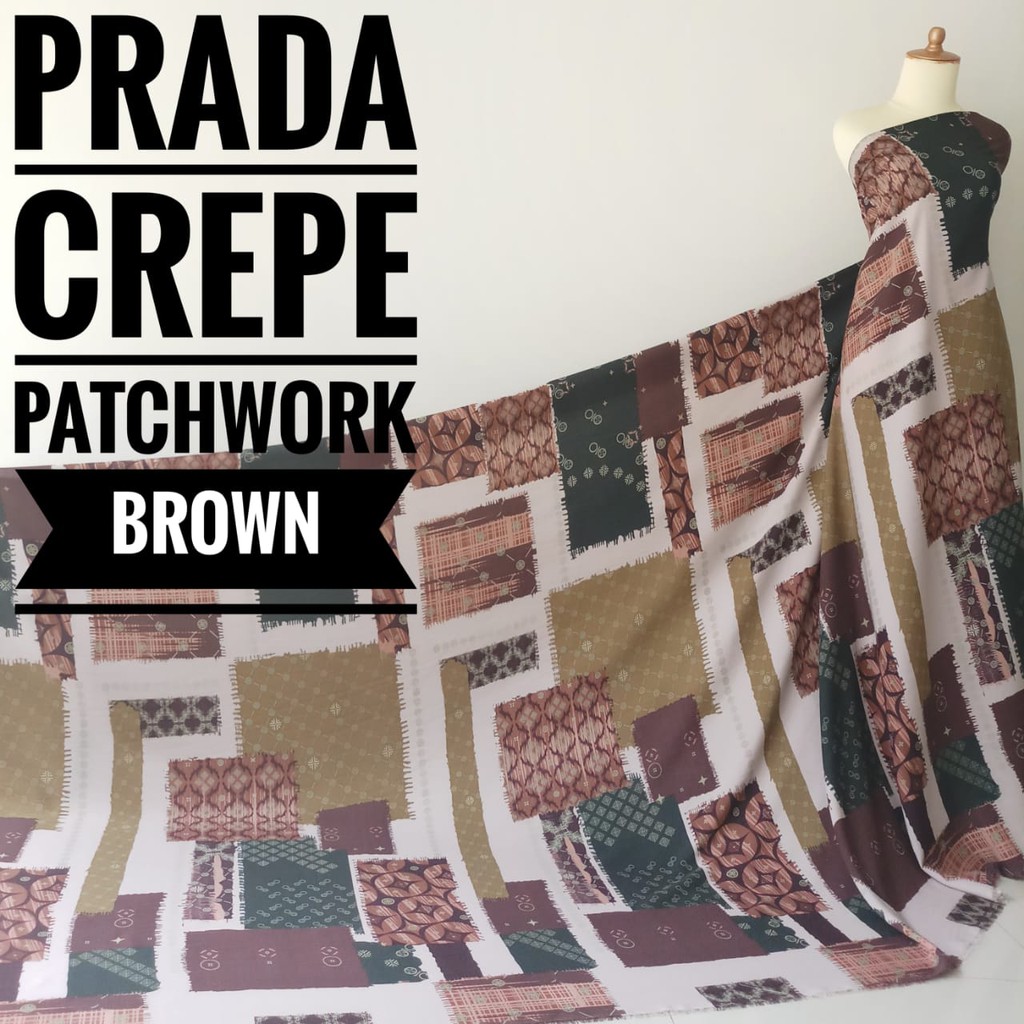 Jual Kain Meteran Prada Crepe Patchwork Brown (0.5M) | Shopee Indonesia