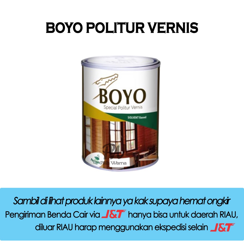 Jual VERNISH KAYU BOYO / BOYO VERNISH / POLITUR KAYU 1 LITER | Shopee ...