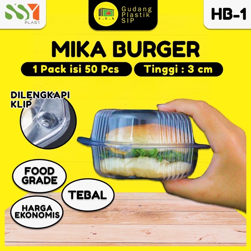 Jual MIKA PLASTIK BENING ROTI HAMBURGER BURGER MIKA BOLU ISI 50 per PAK ...