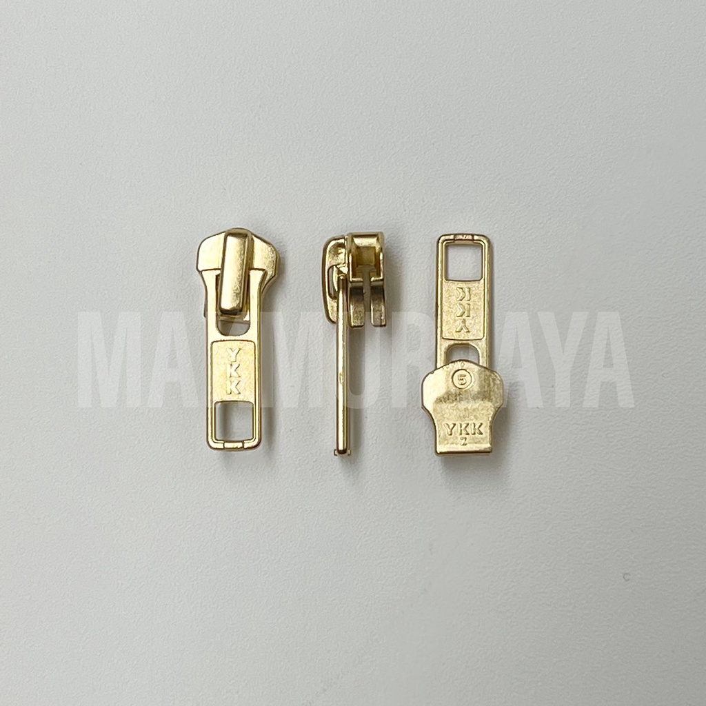 Jual Kepala Resleting YKK Gigi Besi Nomor 5 Emas Metal Per Biji | Shopee Indonesia