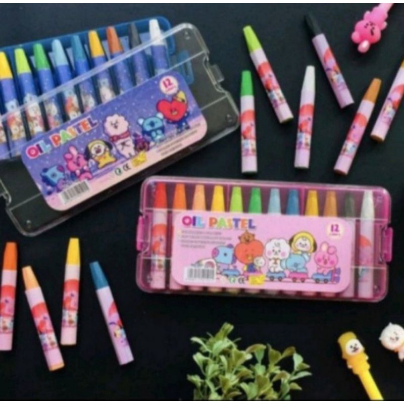 Jual Crayon BTS / Crayon BT21 Oil pastel / Crayon 12 warna / Oil pastel ...