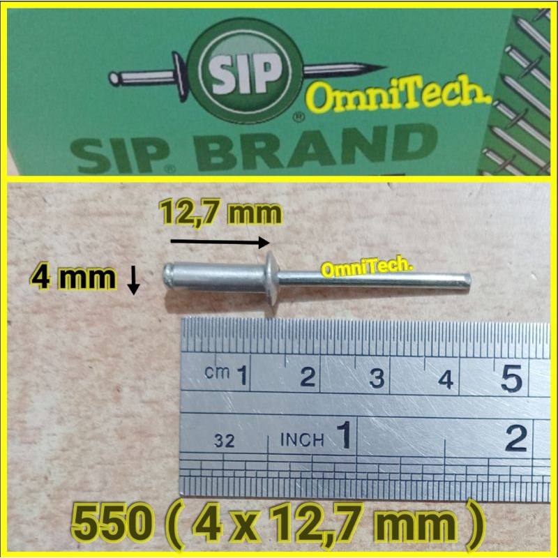 Jual "50 Pcs" Paku Rivet Blind Rivet 4mm 550 SIP 4 mm x 12,7 mm 4x12,7 ...