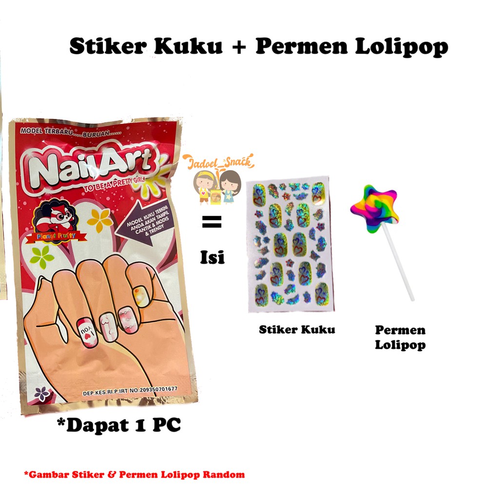 Jual Permen Stiker Kuku Lolipop 5gr Rasa Buah | Snack Unik Lucu Anak by ...