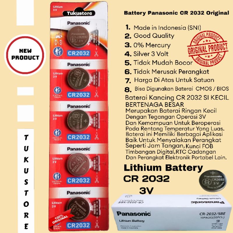 Jual Baterai Cr 2032 Panasonic Lithium 3V ORIGINAL | Shopee Indonesia