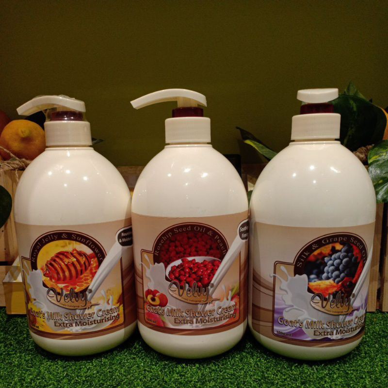 Jual velvy goat's milk shower cream 1000ml (sabun mandi) | Shopee Indonesia