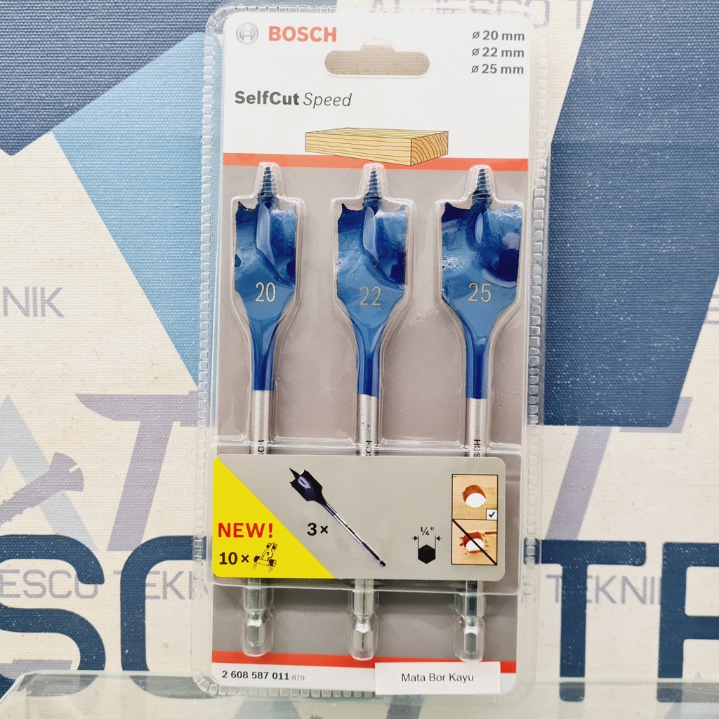 Jual BOSCH MATA BOR KAYU KIPAS SET 3 PCS - SELFCUT SPADE BITS | Shopee ...