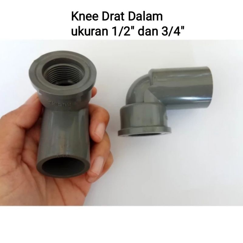 Jual sambungan Pipa Kran L Knee Elbow Faucet Drat Dalam LDD 1/2" 3/4" inch Fitting PVC Rucika AW ...