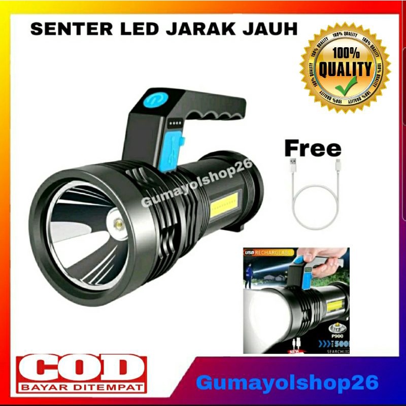 Jual PROMO !! Senter Led Jarak Jauh Senter Led + Cob 4 mode Super ...