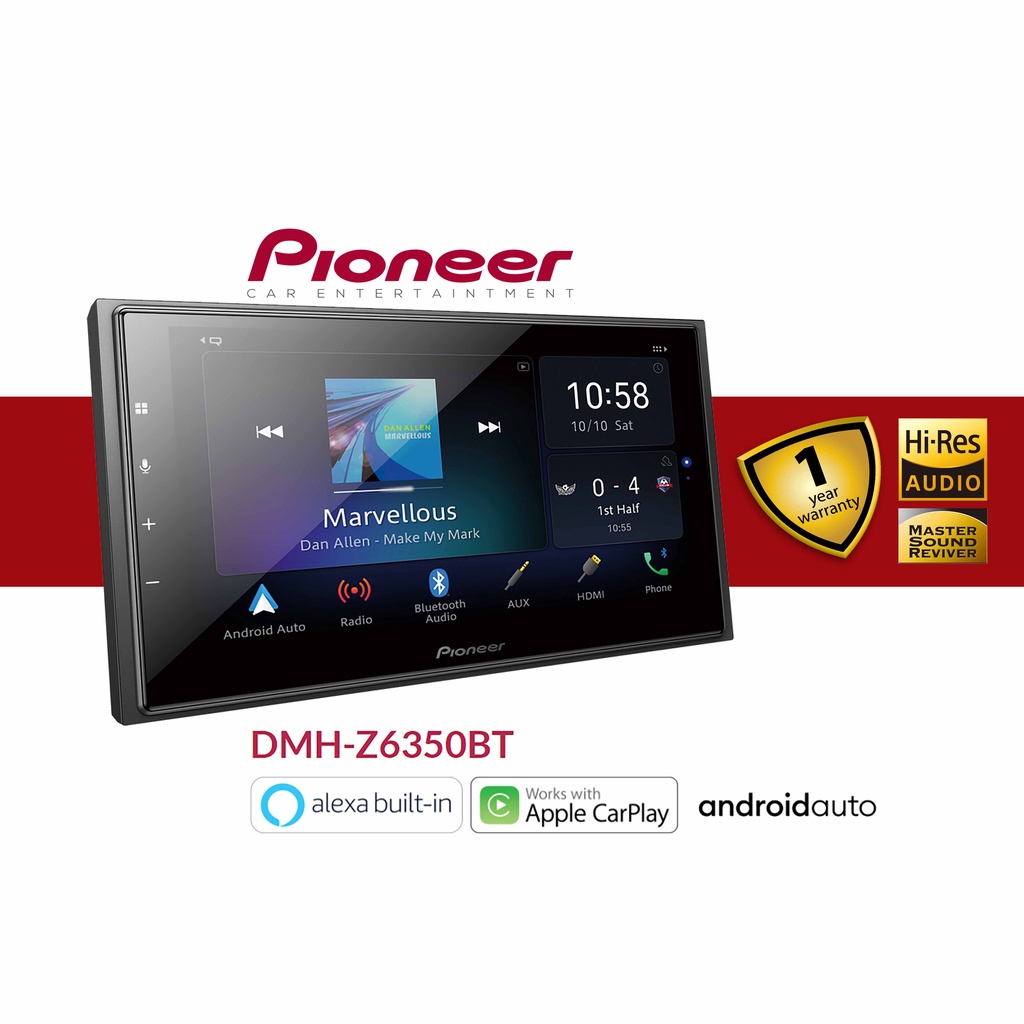 Jual Pioneer DMH-Z6350BT Digital Double Din Wireless Apple Carplay Android Auto Hi-Res Audio ...