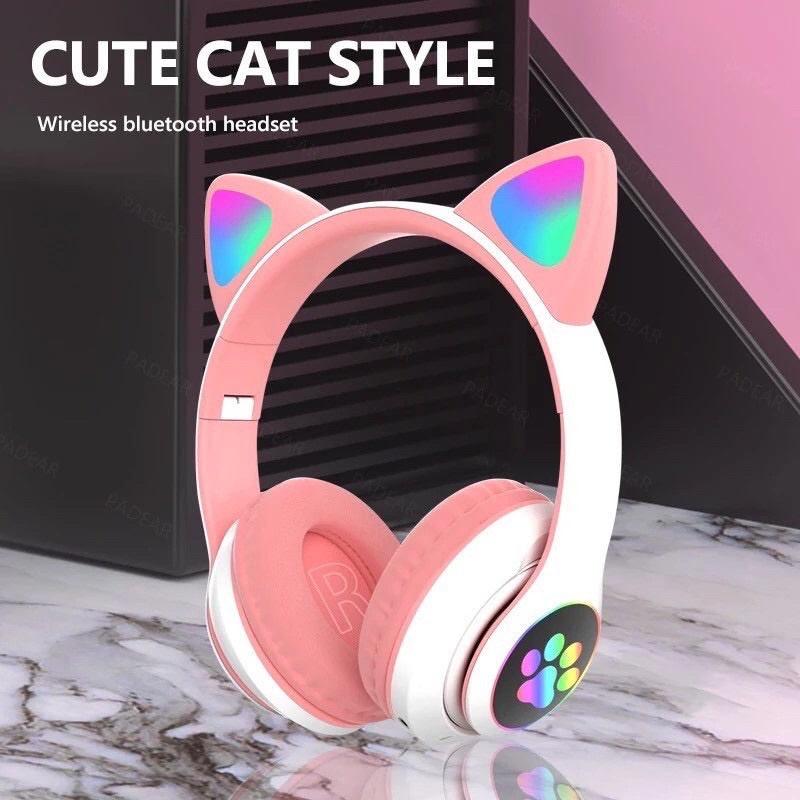 Jual Headset Bluetooth Motif Kuping Kucing Cat Ear STN28 Headphone ...