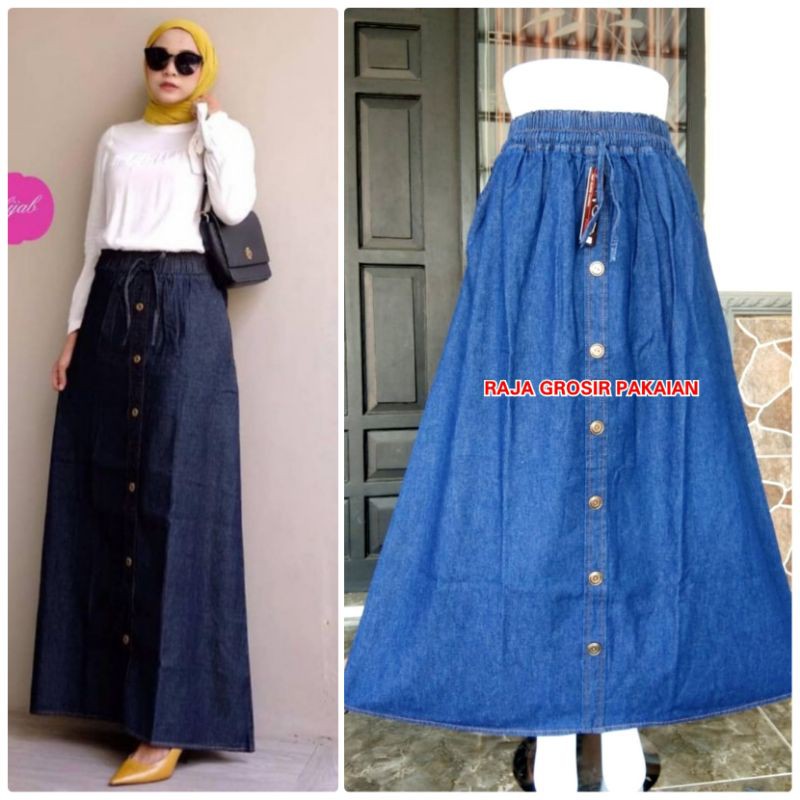 Jual Rok A Panjang Soft Jeans Premium / Hight Quality / Tidak Kaku Dan ...