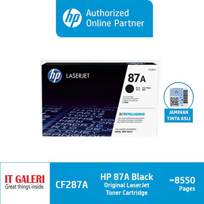 Jual HP Toner Printer Original 87A Black LaserJet Cartridge (CF287A ...