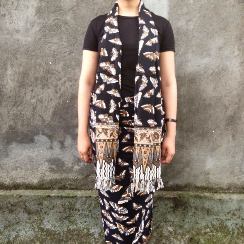 Jual Scarf Batik Syal Batik Shawl Batik Selendang Batik Kupu | Shopee ...