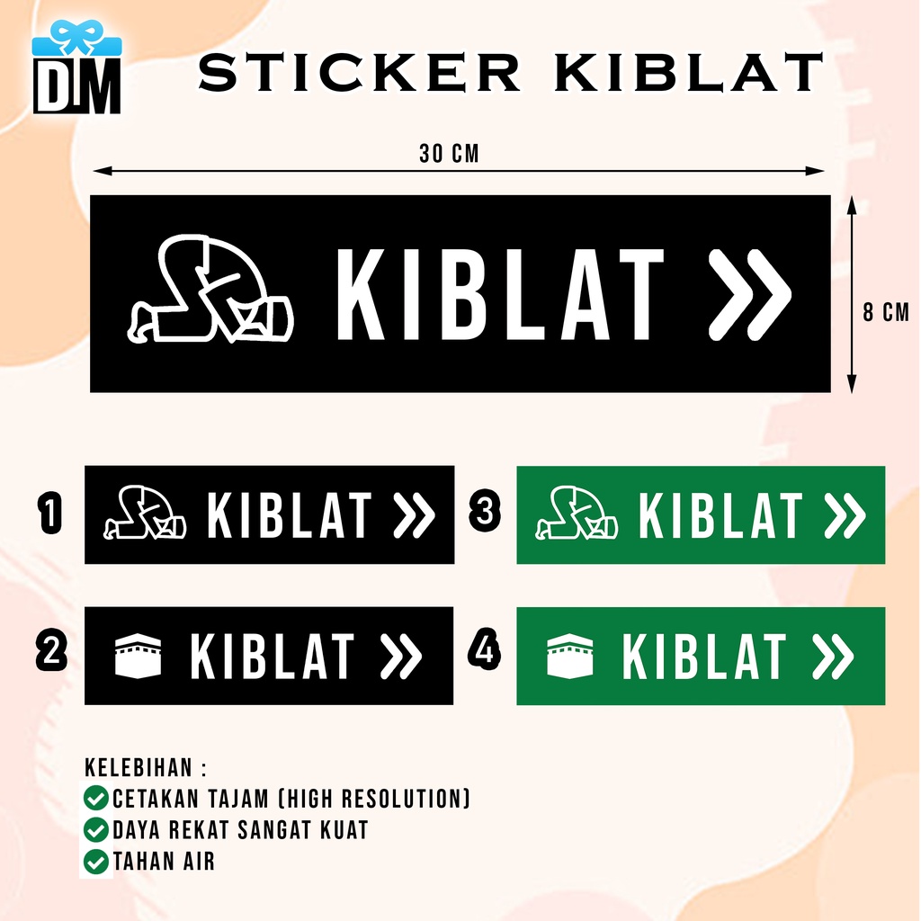 Jual Sticker Petunjuk Arah Sholat Sticker Arah Kiblat Penujuk Arah ...